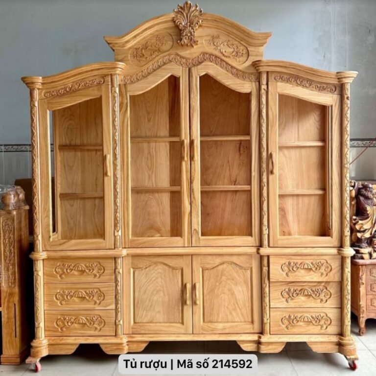 Tủ Rượu Gỗ Tự Nhiên Kiểu Dáng đơn Giản, Không Gian Sang Trọng