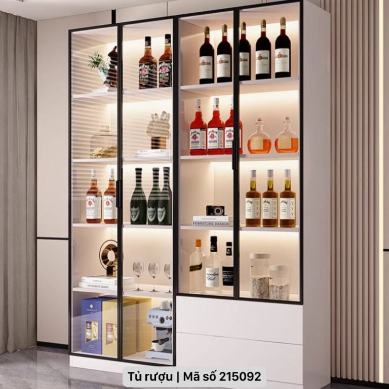 Tủ Rượu Gỗ Tự Nhiên Kiểu Dáng đơn Giản, Không Gian Sang Trọng