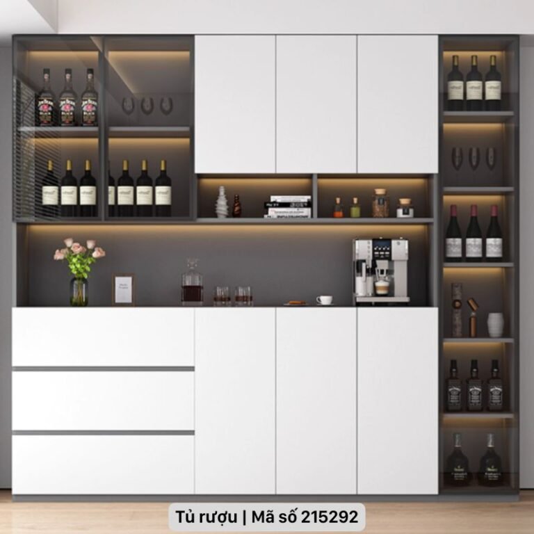 Tủ Rượu Gỗ Tự Nhiên Kiểu Dáng đơn Giản, Không Gian Sang Trọng